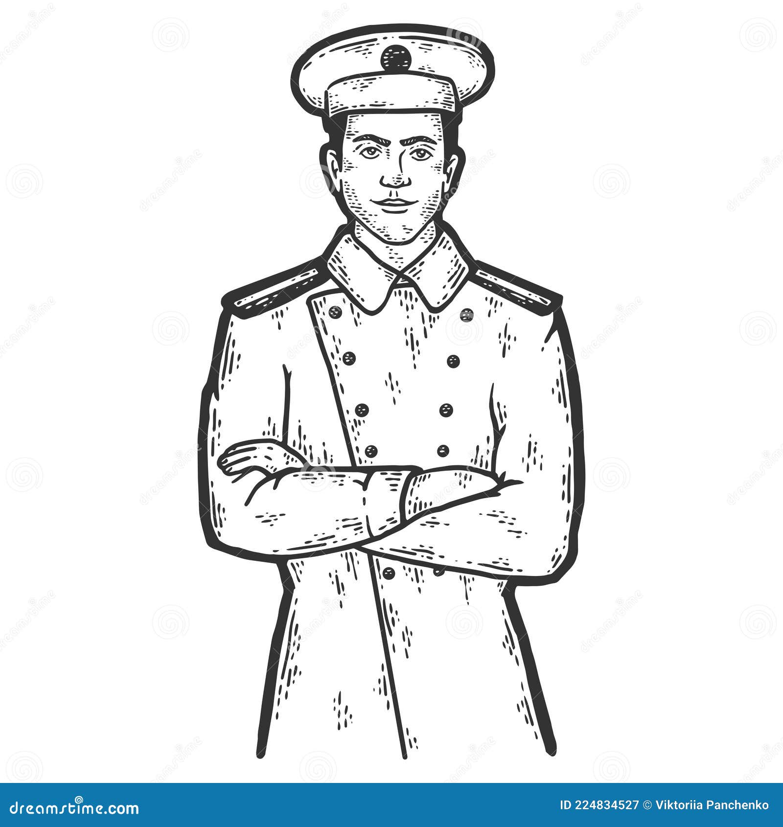 Captain Sailor. Sketch Scratch Board Imitation Coloring Stock Vector ...