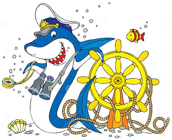 Captain Shark stock vector. Illustration of amusing, character - 2973453