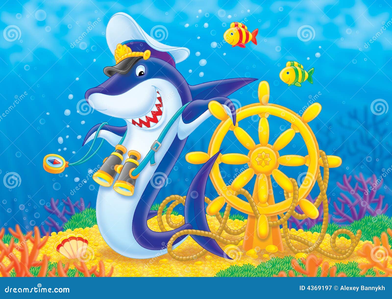 Captain Shark stock illustration. Illustration of kiddish - 4369197