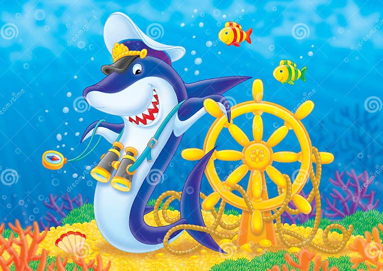Captain Shark stock illustration. Illustration of kiddish - 4369197
