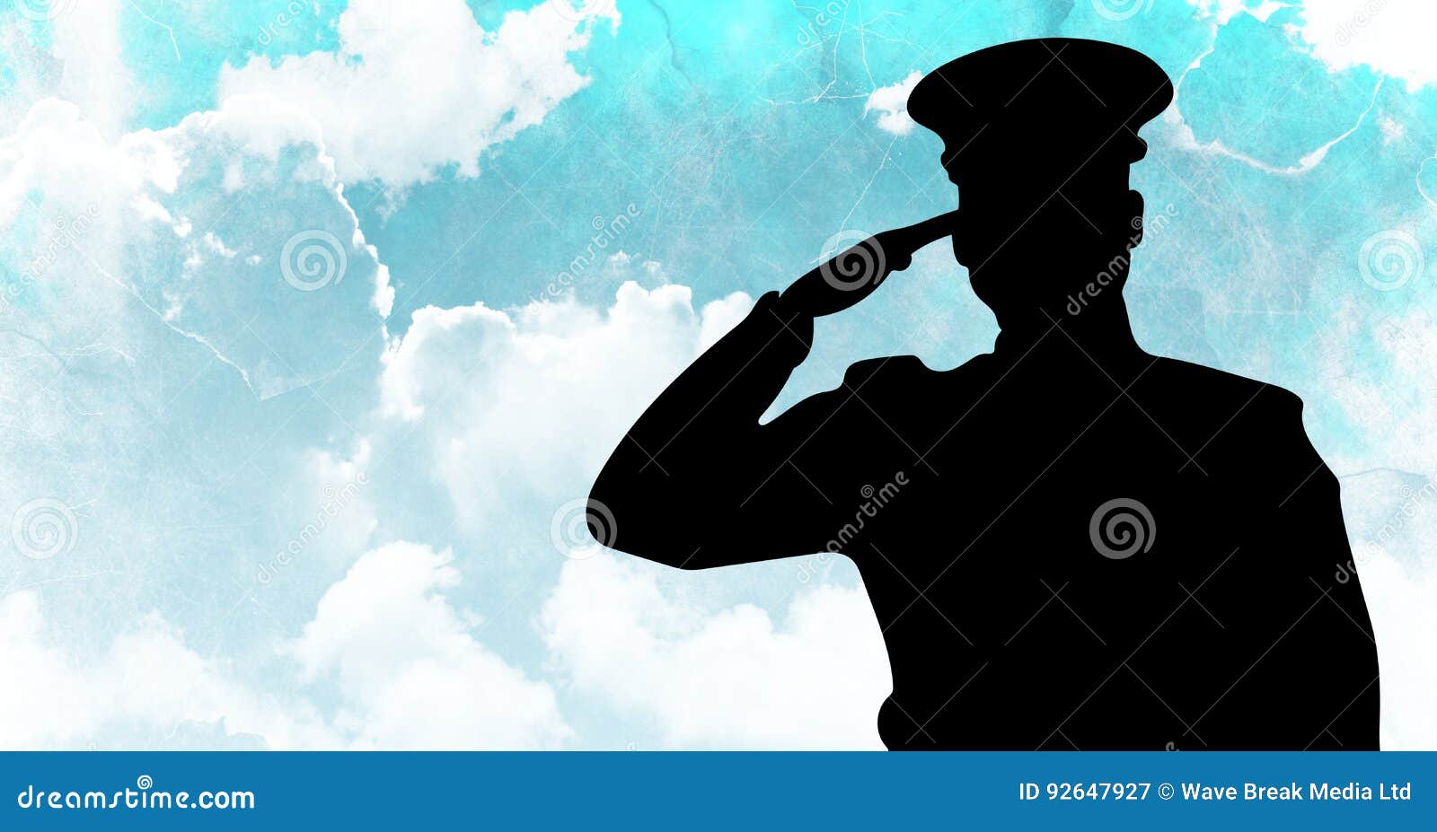 Captain Silhouette Saluting Against Blue Sky Stock Illustration ...