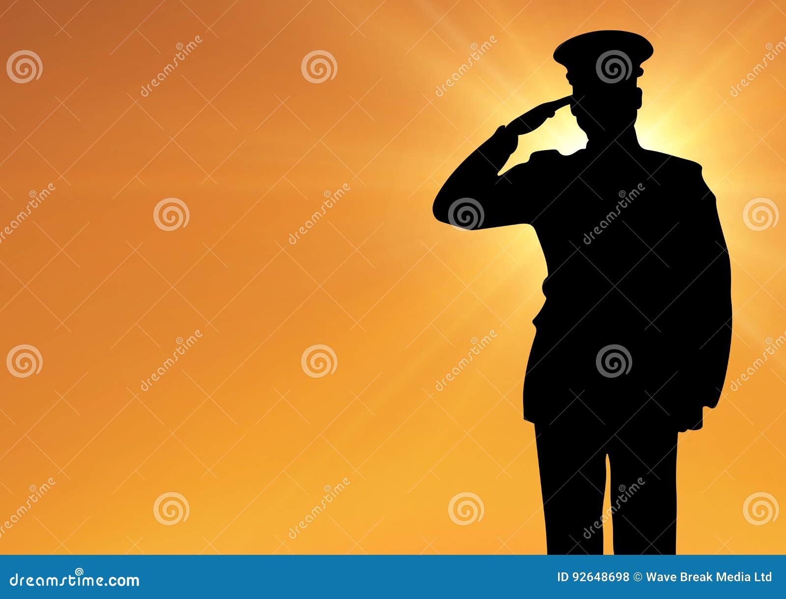 Captain Silhouette Saluted Against Blue Green Background Stock ...