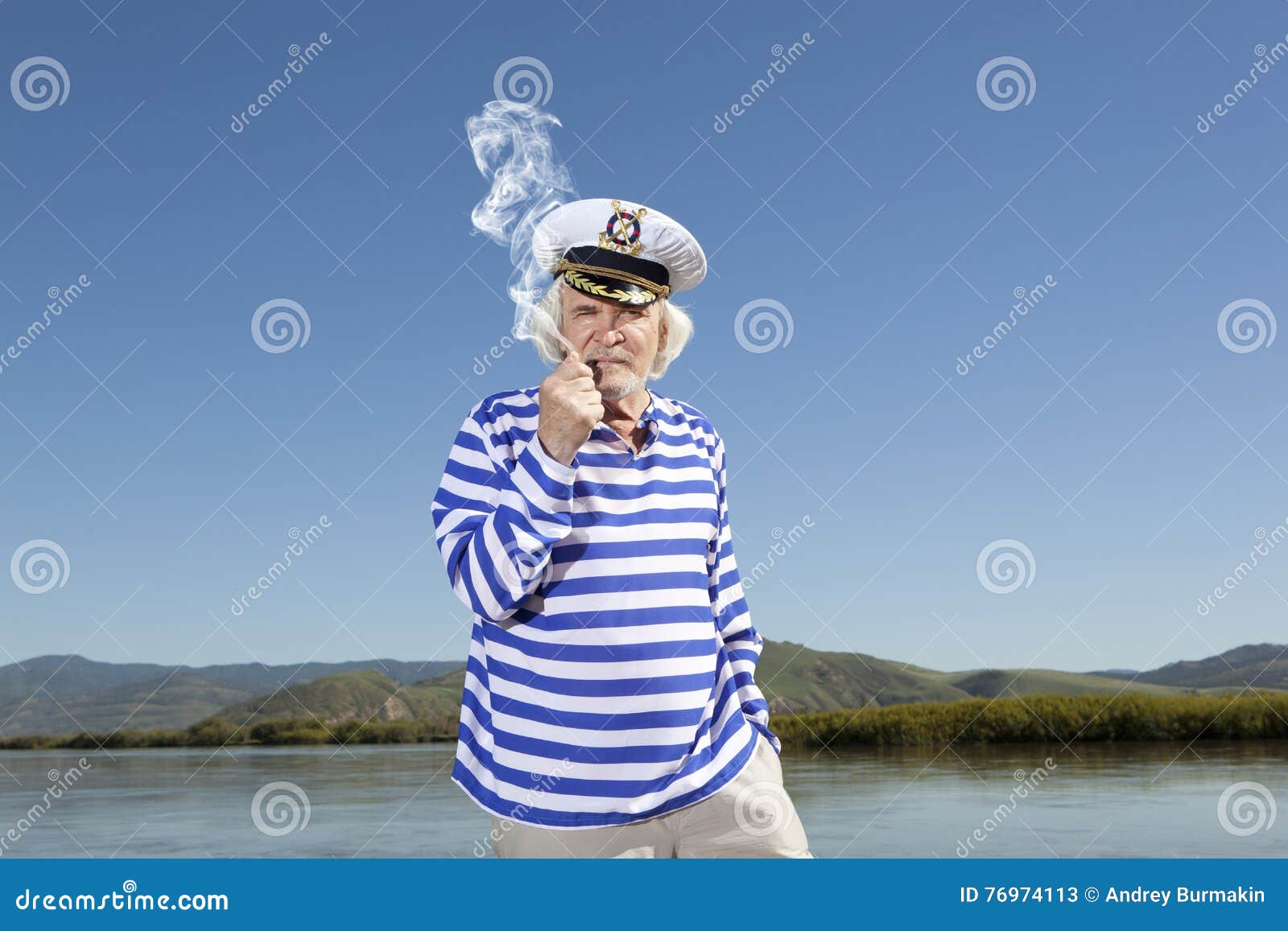 Captain smokes a pipe stock image. Image of beard, ship - 76974113