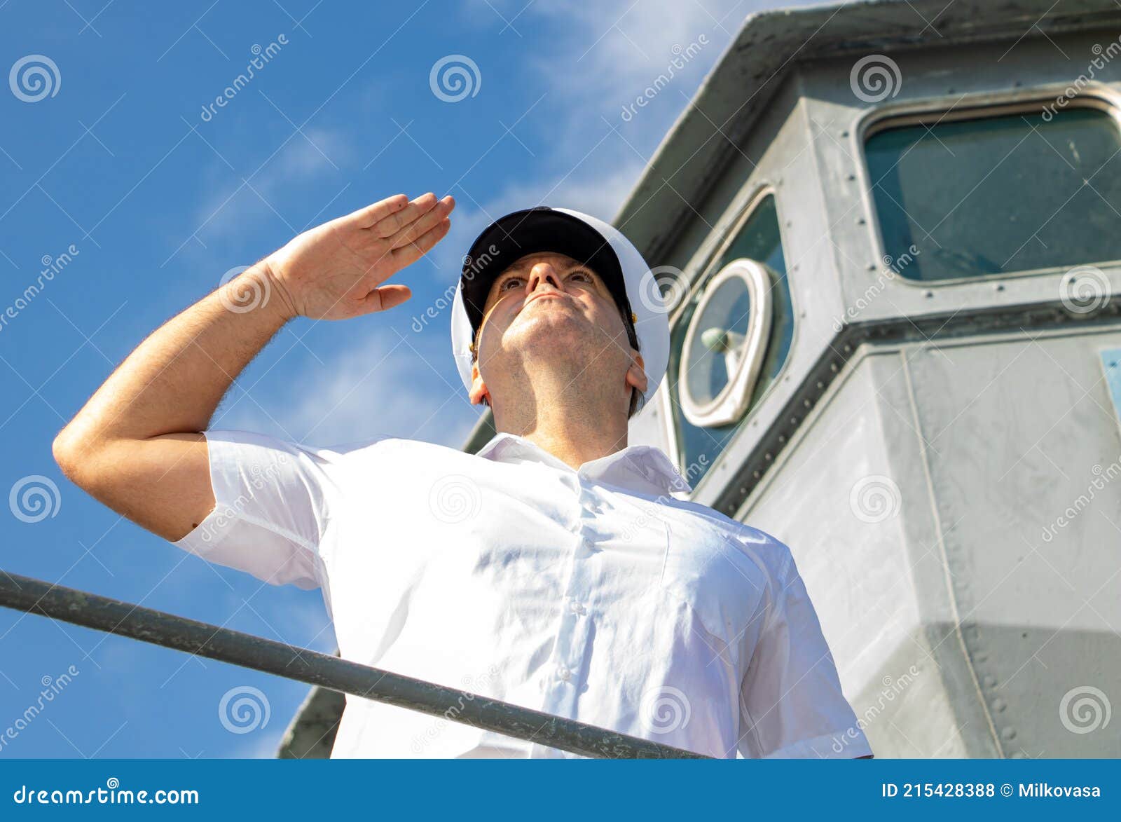 The Captain Standing on the Gallery of Navigation Bridge of Ship and ...