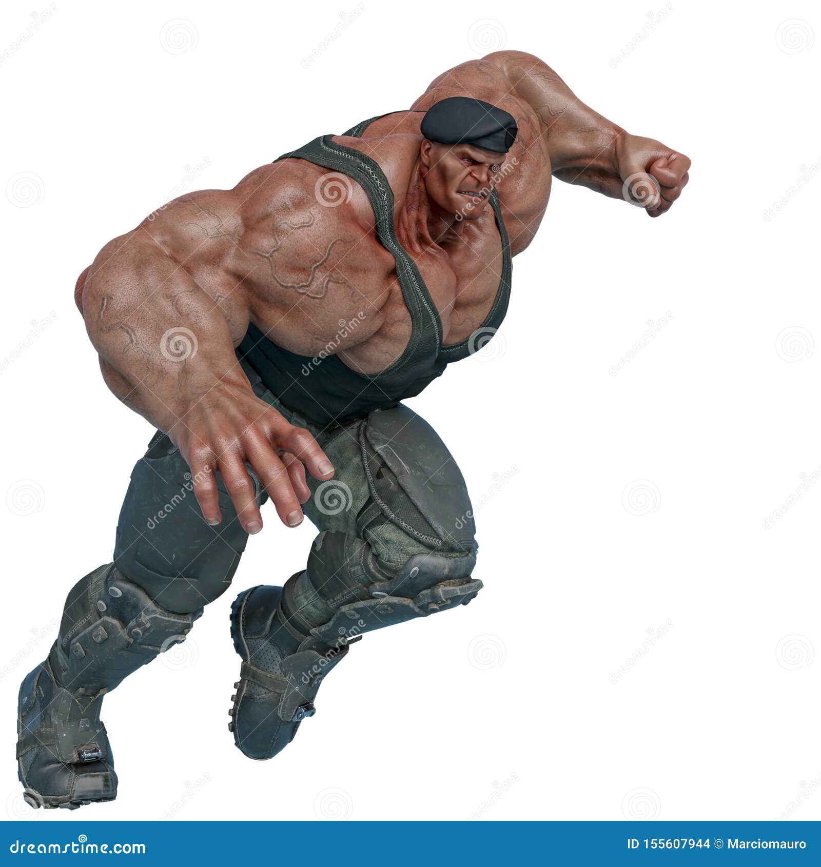 Captain Strong on Punch Attack in a White Background Stock Illustration ...