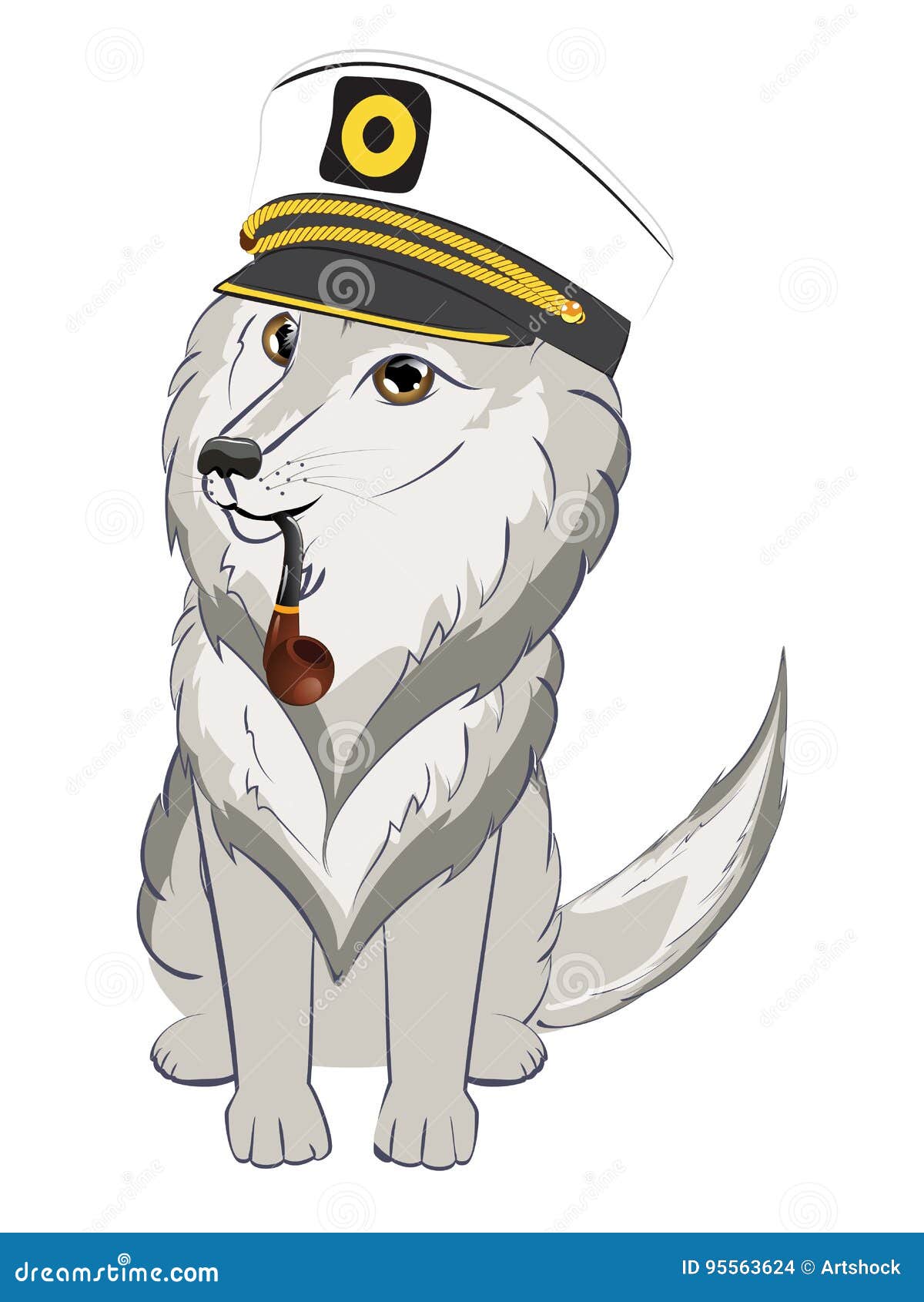 Captain Wolf Illustration stock vector. Illustration of design - 95563624