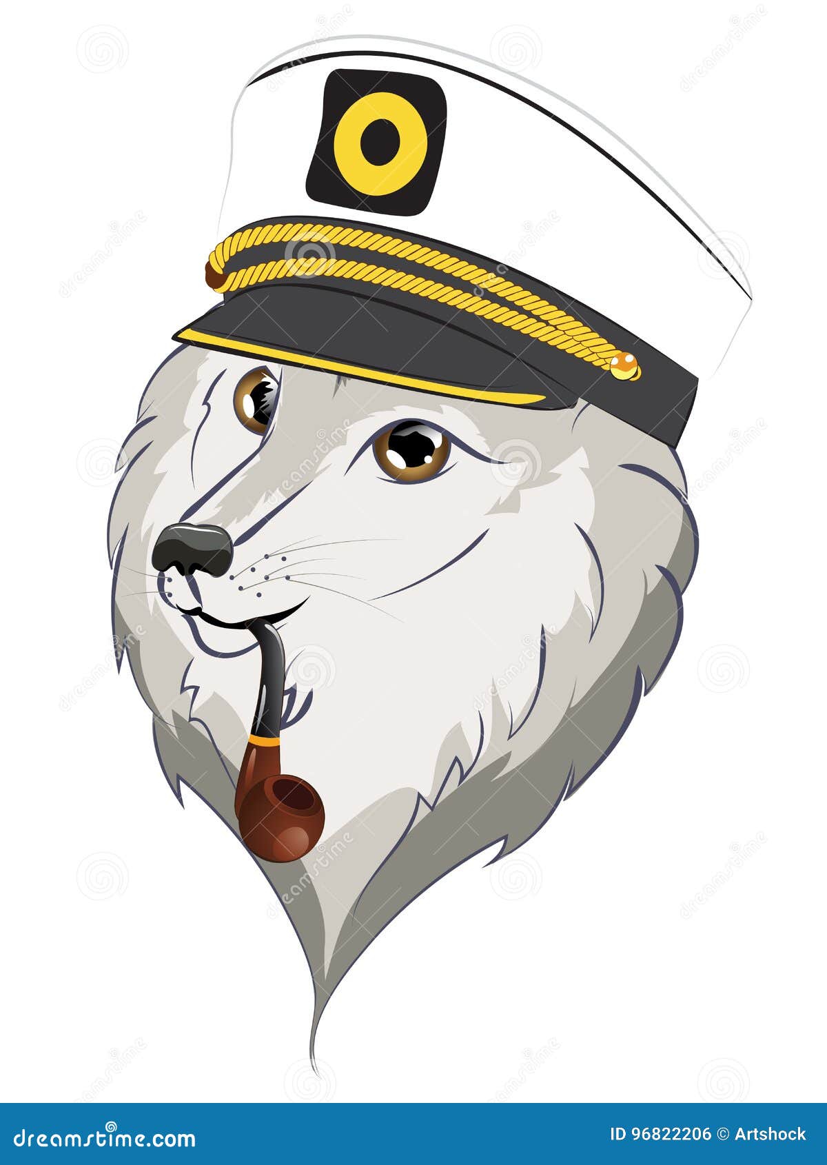 Captain Wolf Illustration stock illustration. Illustration of portrait ...