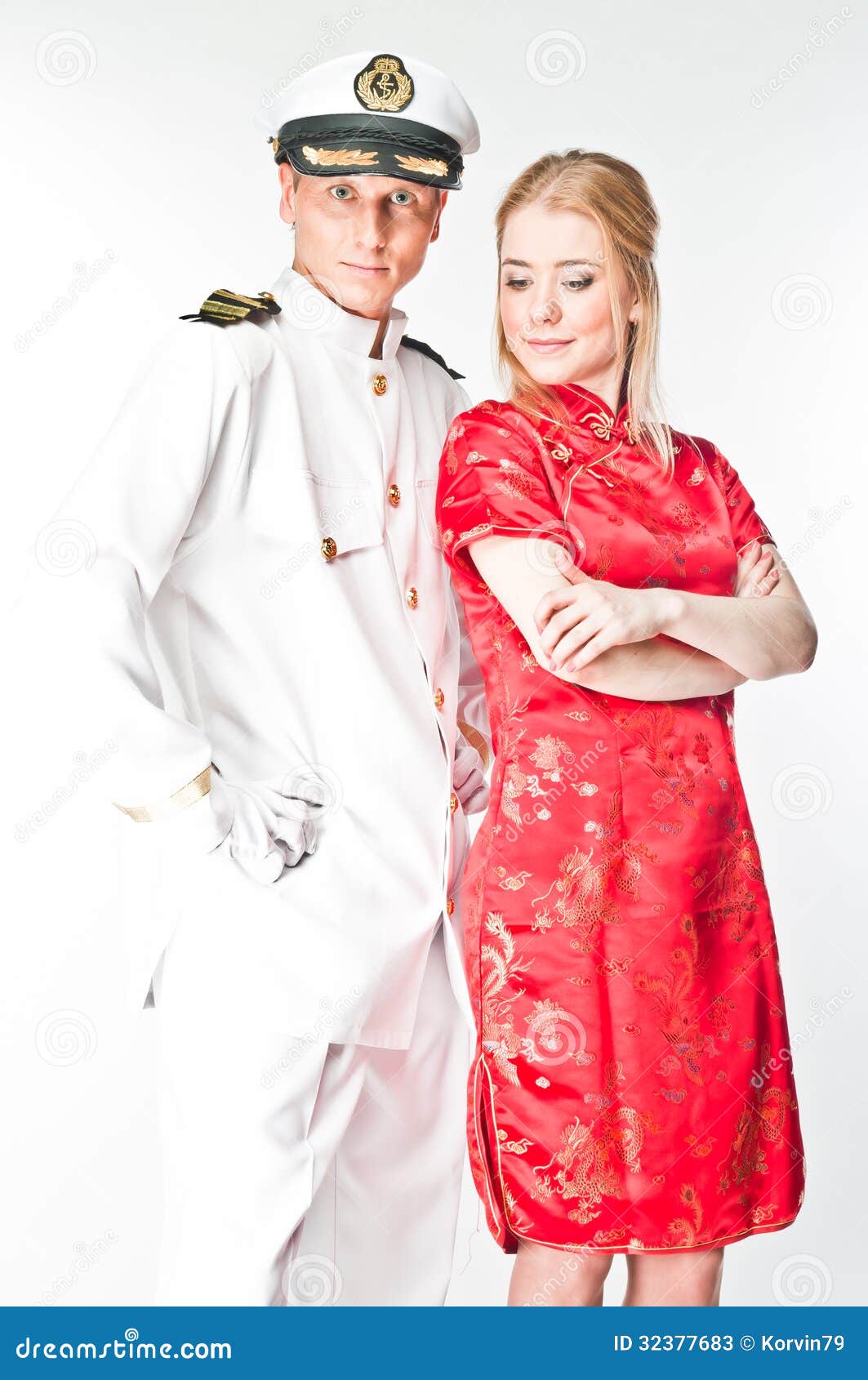 The captain and the woman stock image. Image of sailor - 32377683