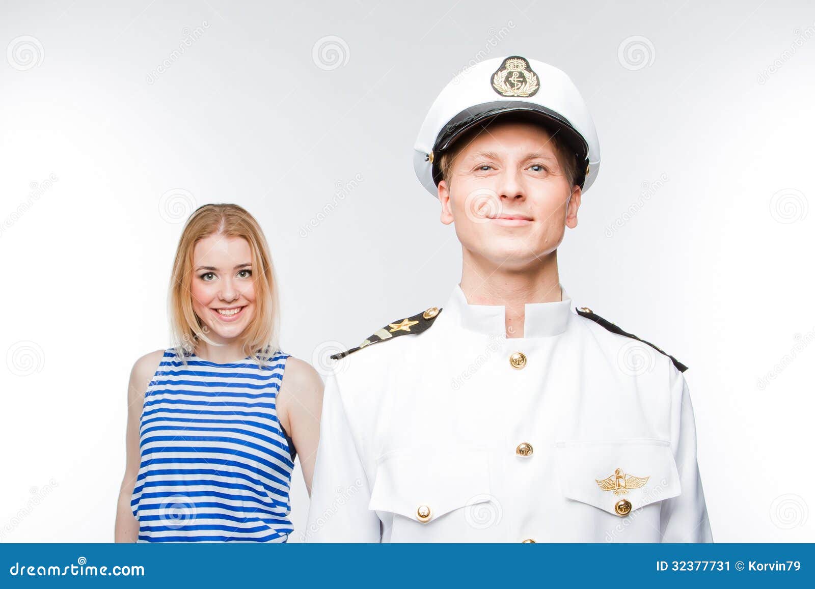 The captain and the woman stock image. Image of clothing - 32377731