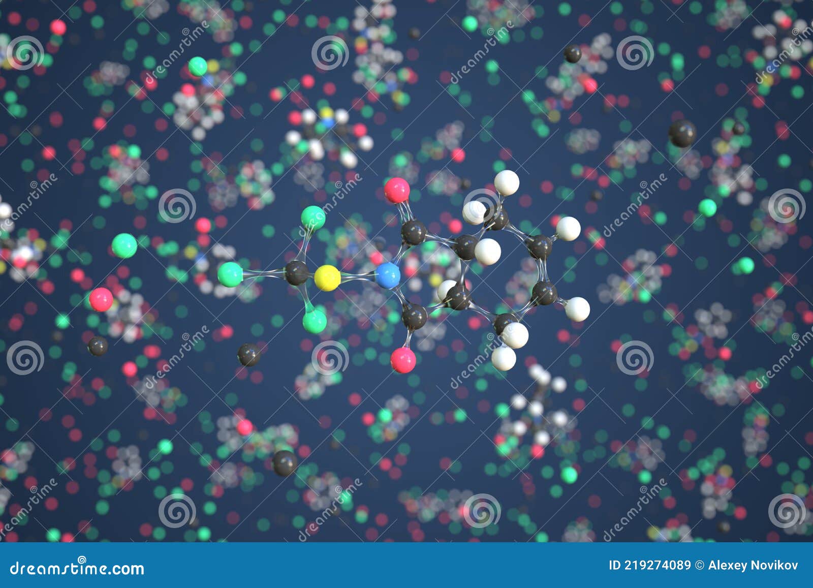 Captan Molecule. Conceptual Molecular Model. Chemical 3d Rendering ...