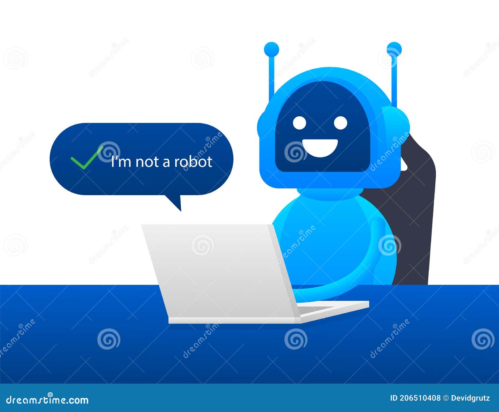 Captcha, I am Not a Robot on Laptop Screen. Vector Stock Illustration ...