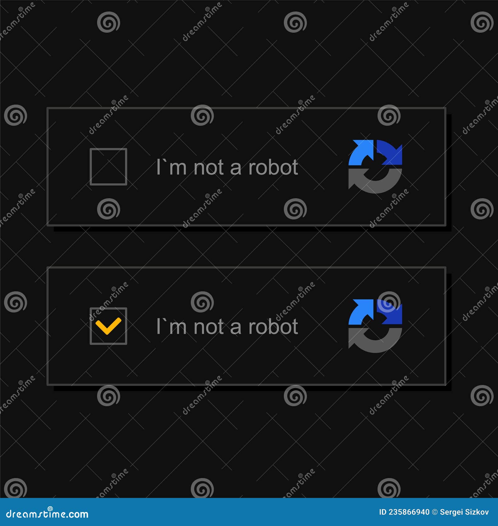 Captcha I am Not a Robot Set. Vector Stock Vector - Illustration of ...