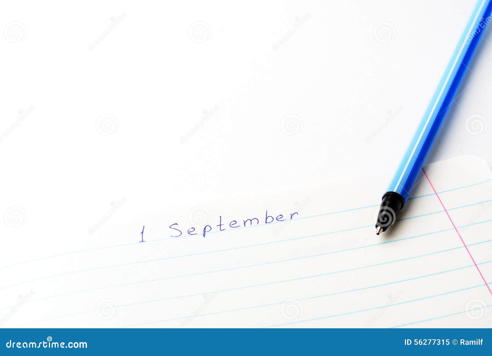 Caption Ballpoint Pen in a School Notebook Stock Image - Image of ...