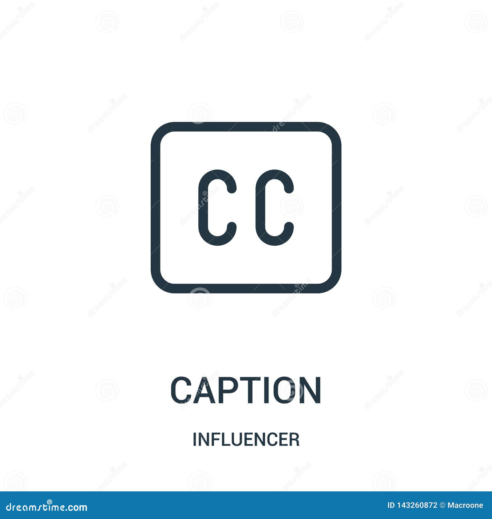 Caption Icon Vector from Influencer Collection. Thin Line Caption ...