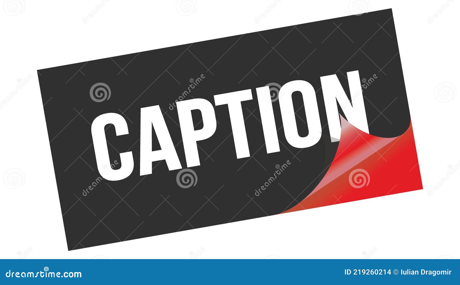 CAPTION Text on Black Red Sticker Stamp Stock Illustration ...