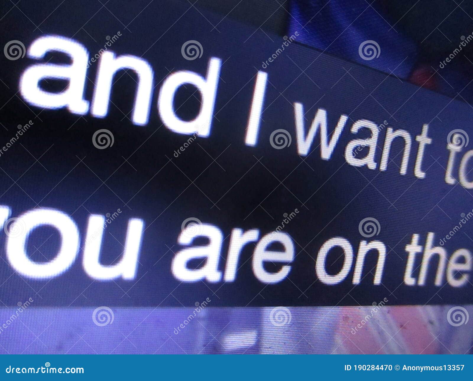 Captions on screen stock photo. Image of screen, time - 190284470