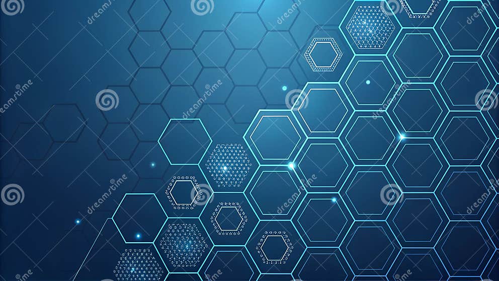Futuristic Hexagonal Grid Pattern with Data Visualization Stock Illustration - Illustration of ...