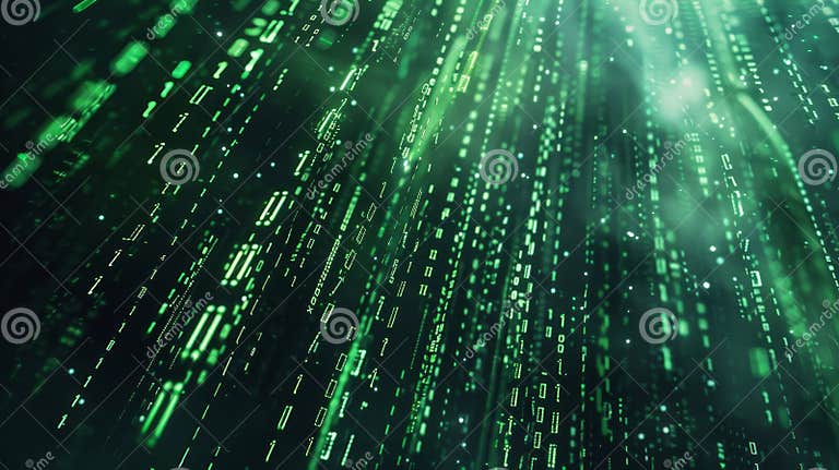 Captivating Abstract Digital Background with Green Binary Code on Dark Backdrop for Futuristic ...