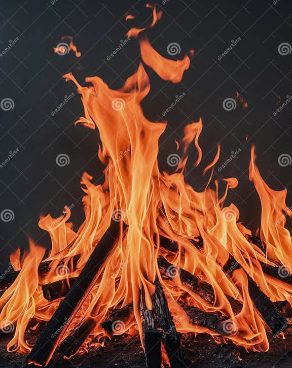 Captivating Abstract Flame Textures from Bonfire. Stock Image - Image ...