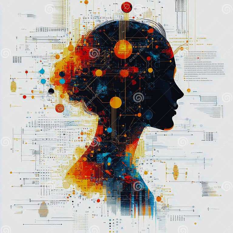 Abstract Representation of Human Profile Intertwined with Colorful Data ...