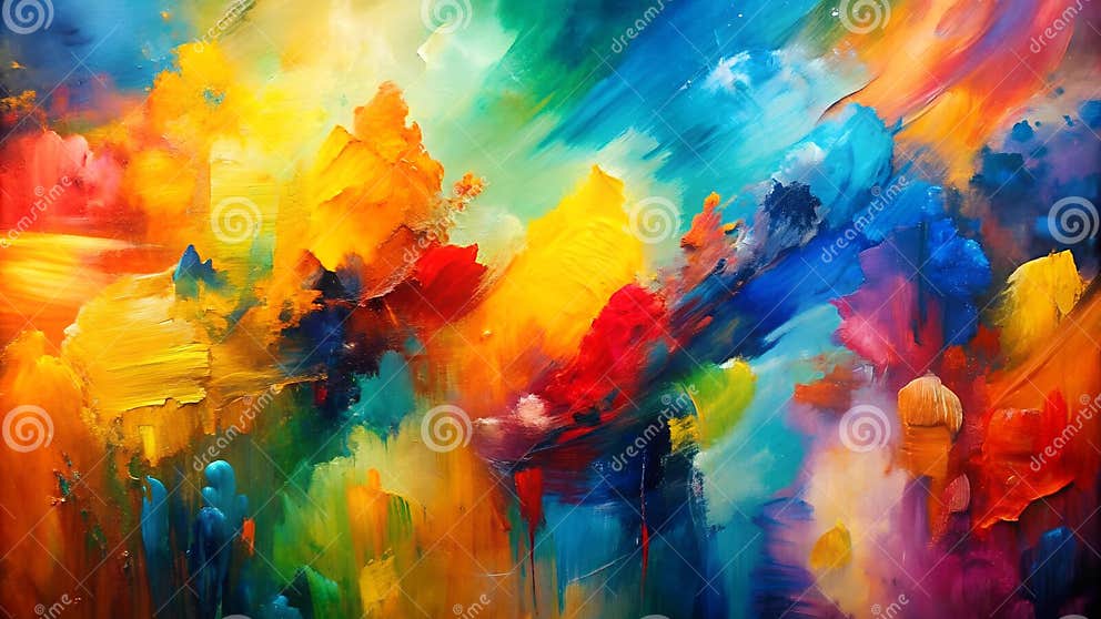 A Captivating Abstract Oil Painting Exploding with Color and Texture AI ...