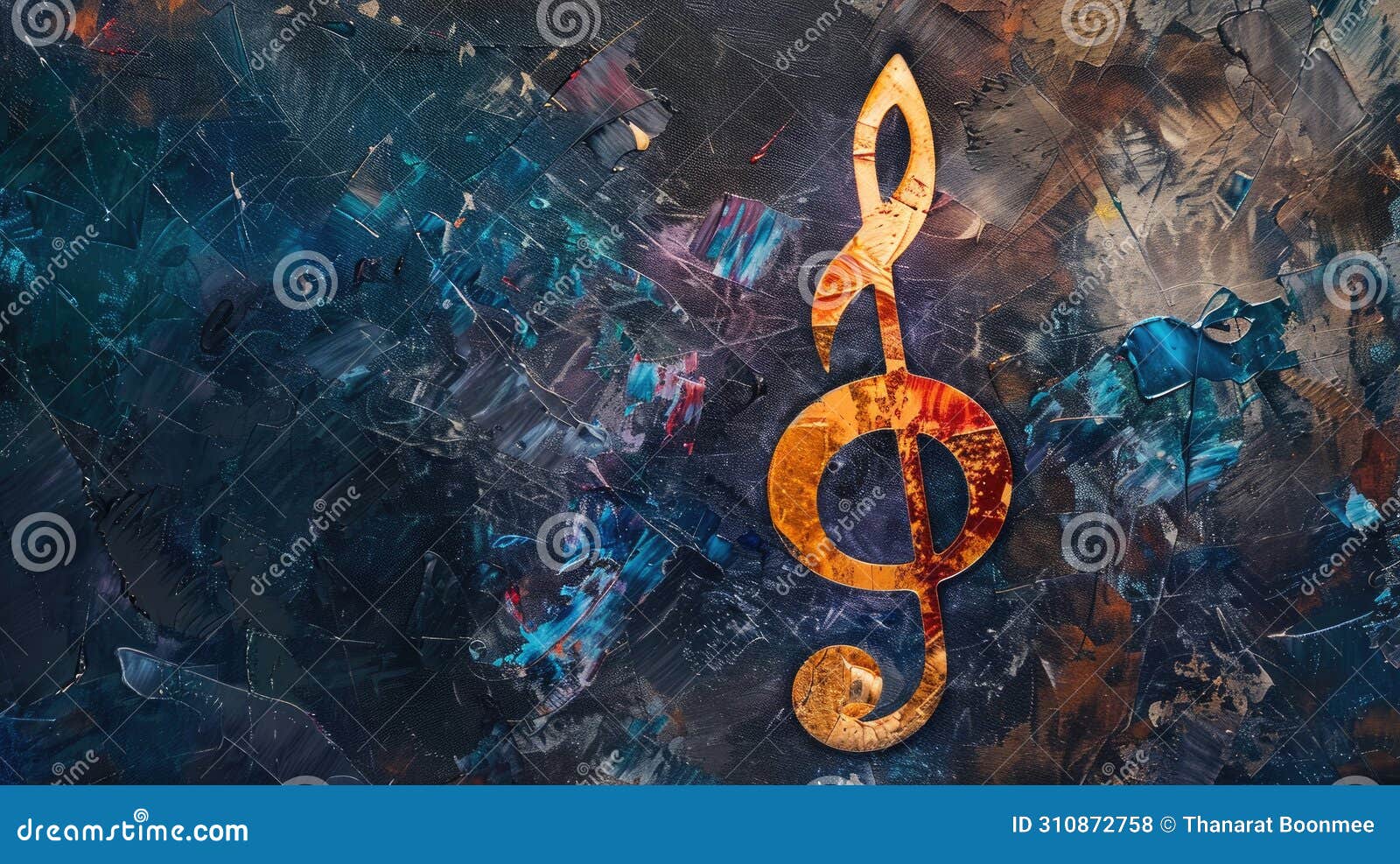 Captivating Abstract Painting Featuring Musical Note Symbols on a Dark ...
