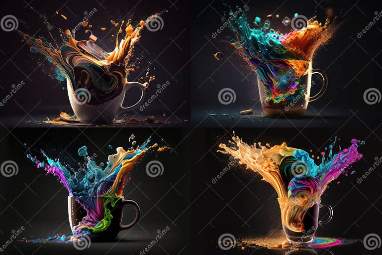Captivating Ads Show Exploding Coffee Cups in Stunning Detail Stock ...