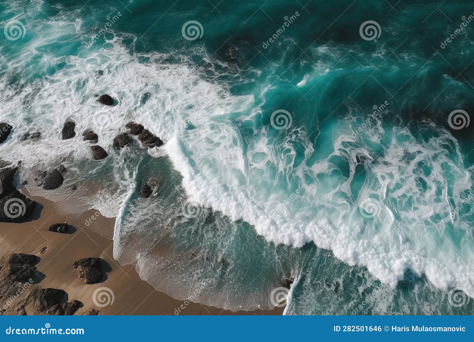 A Captivating Aerial View of Breaking Waves on a Beach Blue Ocean - Ai ...