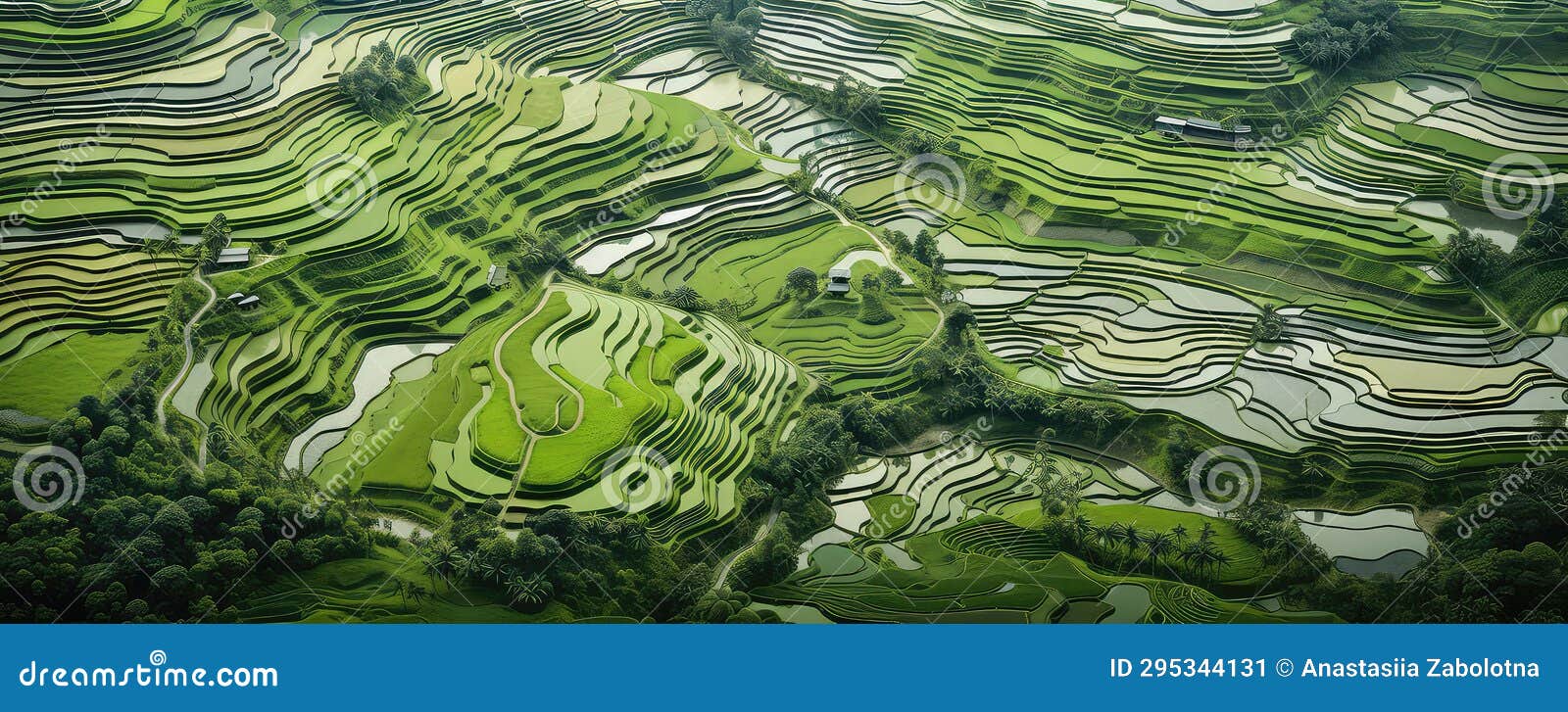 Captivating Aerial View Captures Terraced Rice Fields Stock ...