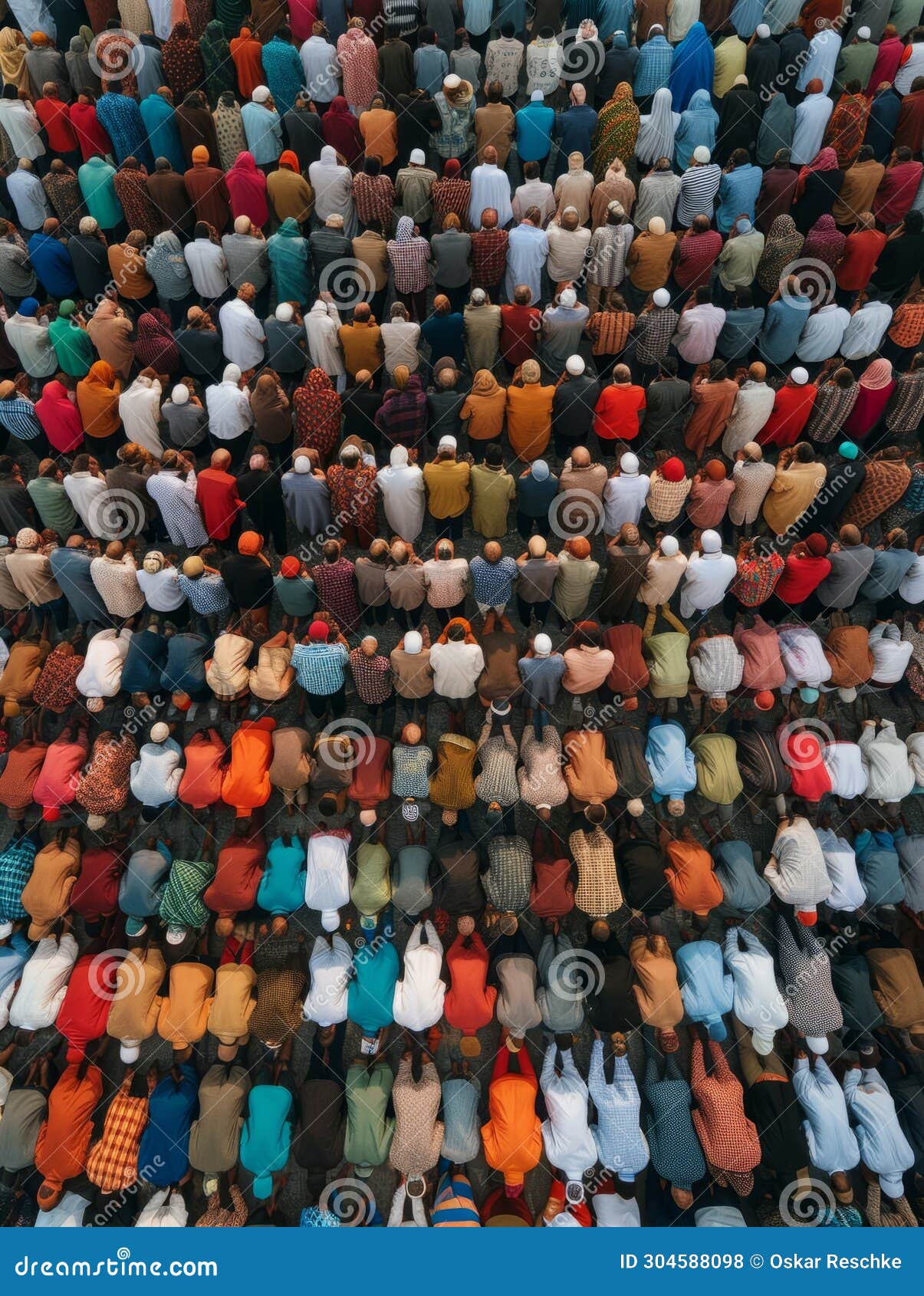 Aerial View of the Crowd of Muslim People Attending a Religious ...