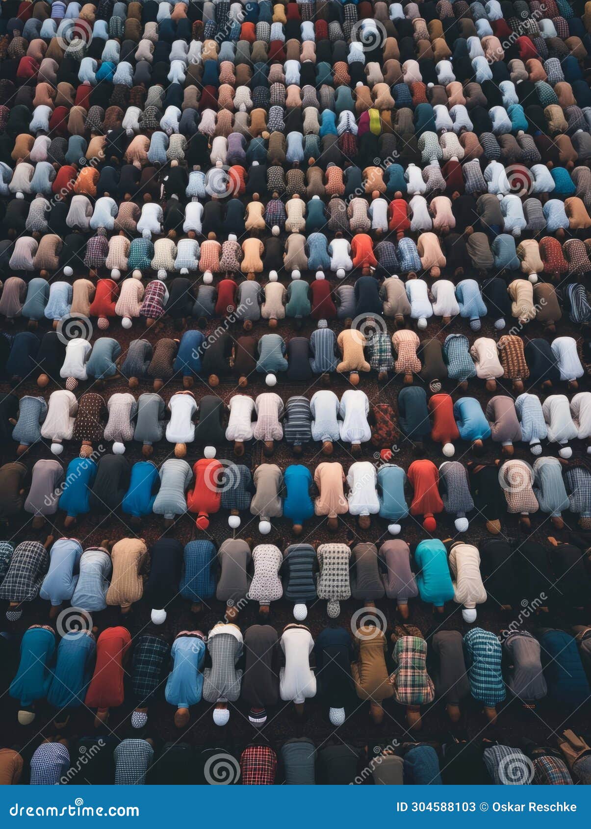 Aerial View of the Crowd of Muslim People Attending a Religious ...