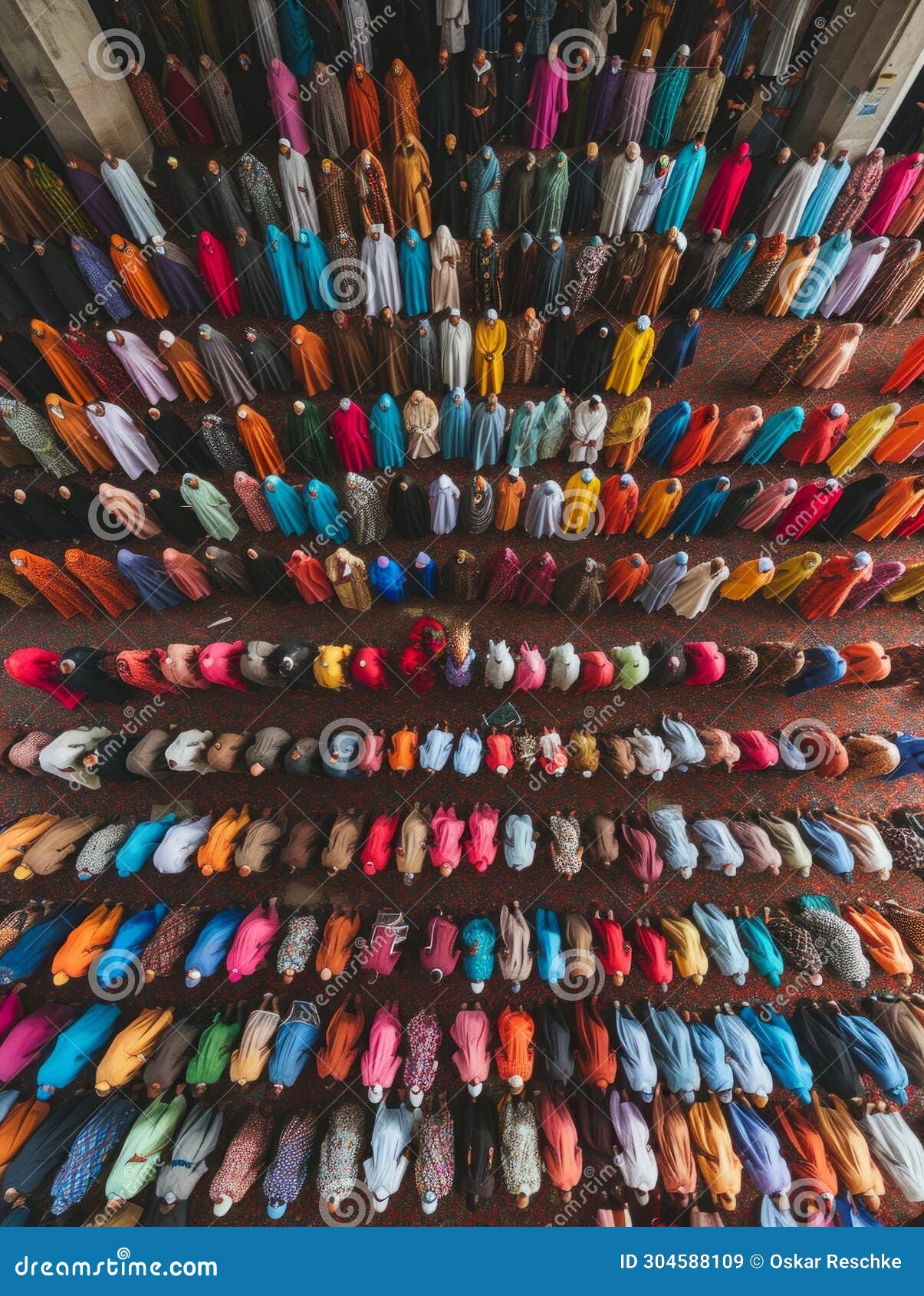 Aerial View of the Crowd of Muslim People Attending a Religious ...