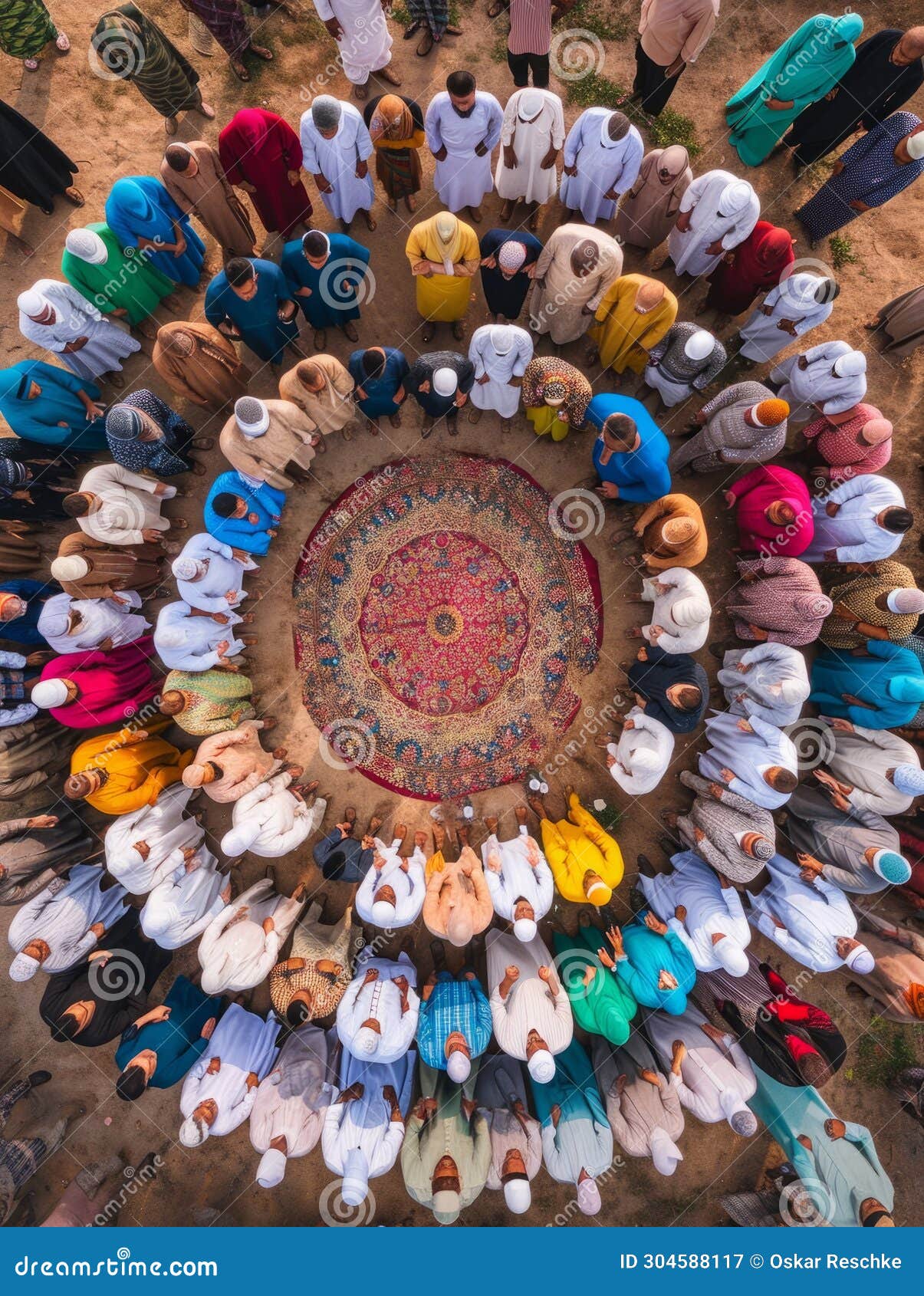 Aerial View of the Crowd of Muslim People Attending a Religious ...