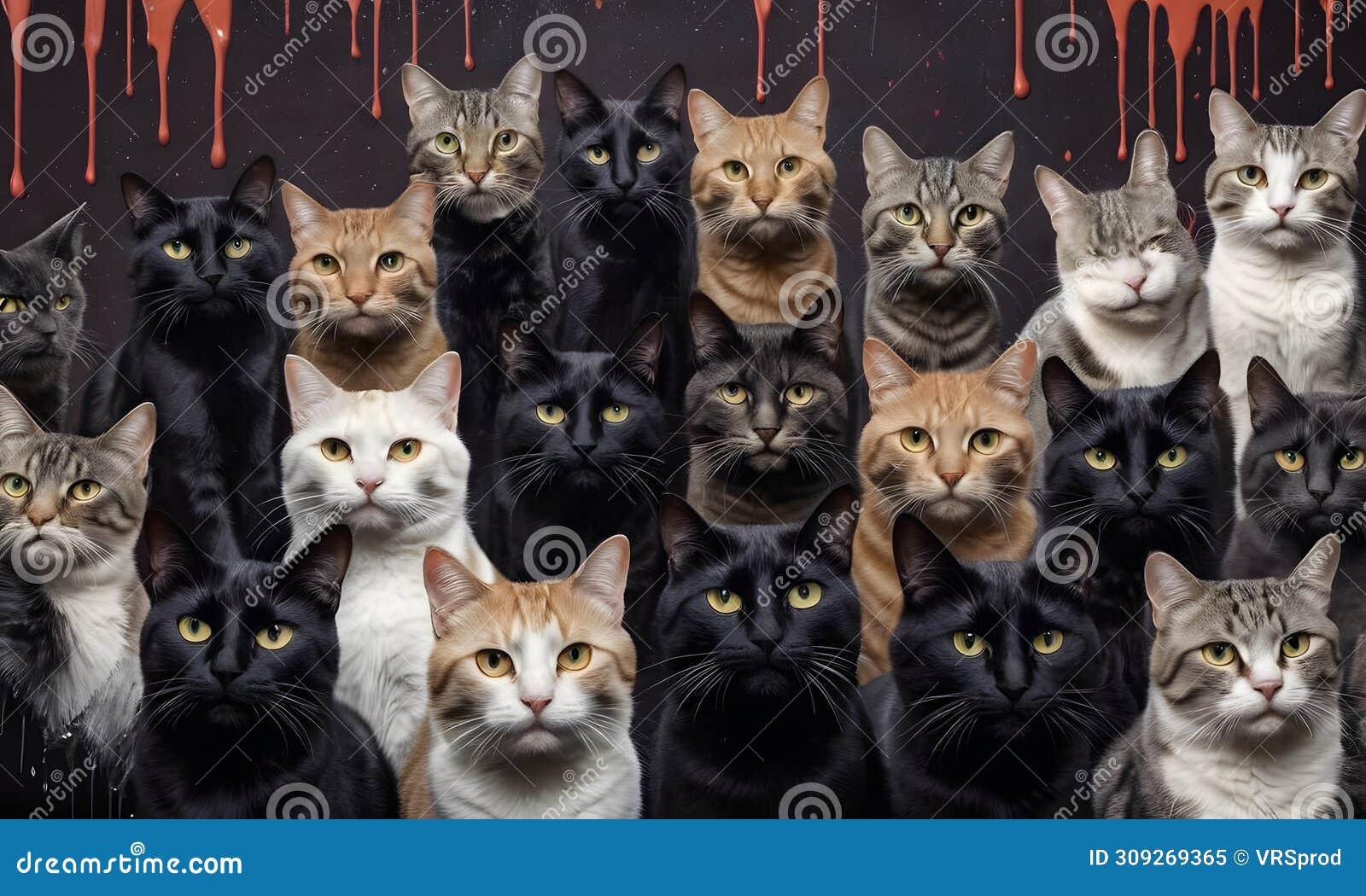 Congregation of Diverse Feline Faces Stock Image - Image of gaze, stare ...