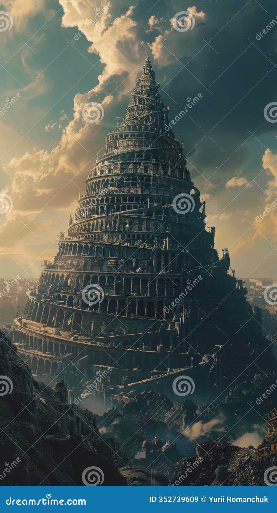 Tower Of Babel. Ancient City Babylon Vector Illustration ...