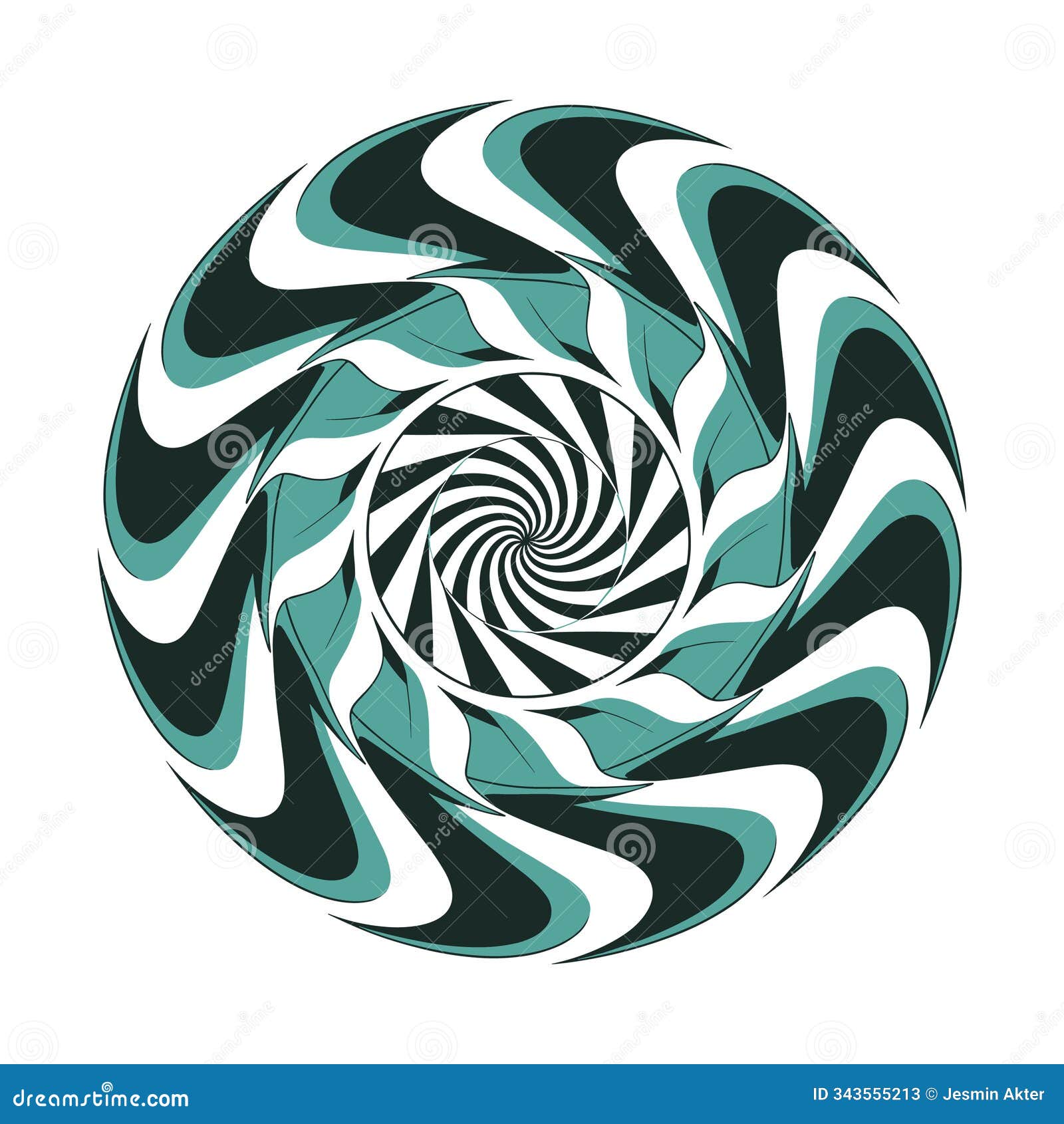 A Dynamic Spiral Design With Flowing Waves Of Teal, Black, And White ...