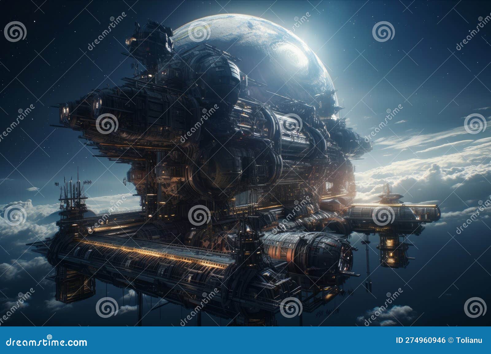 Hyper-realistic Space Station Data Centers and Photography Stock ...