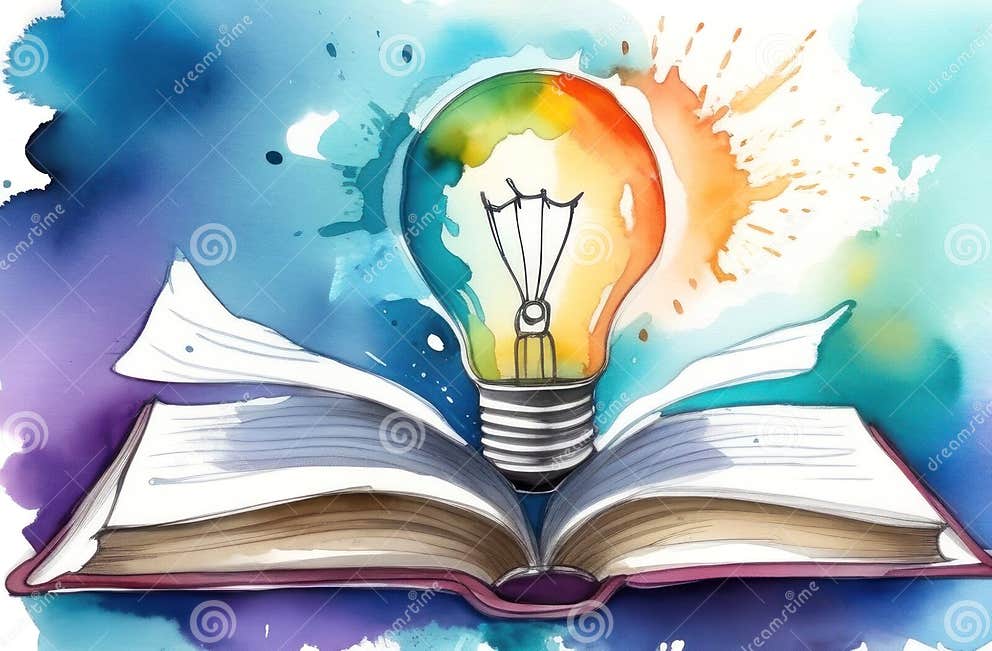 Captivating Artwork of a Lightbulb Over an Open Book Exploding with ...