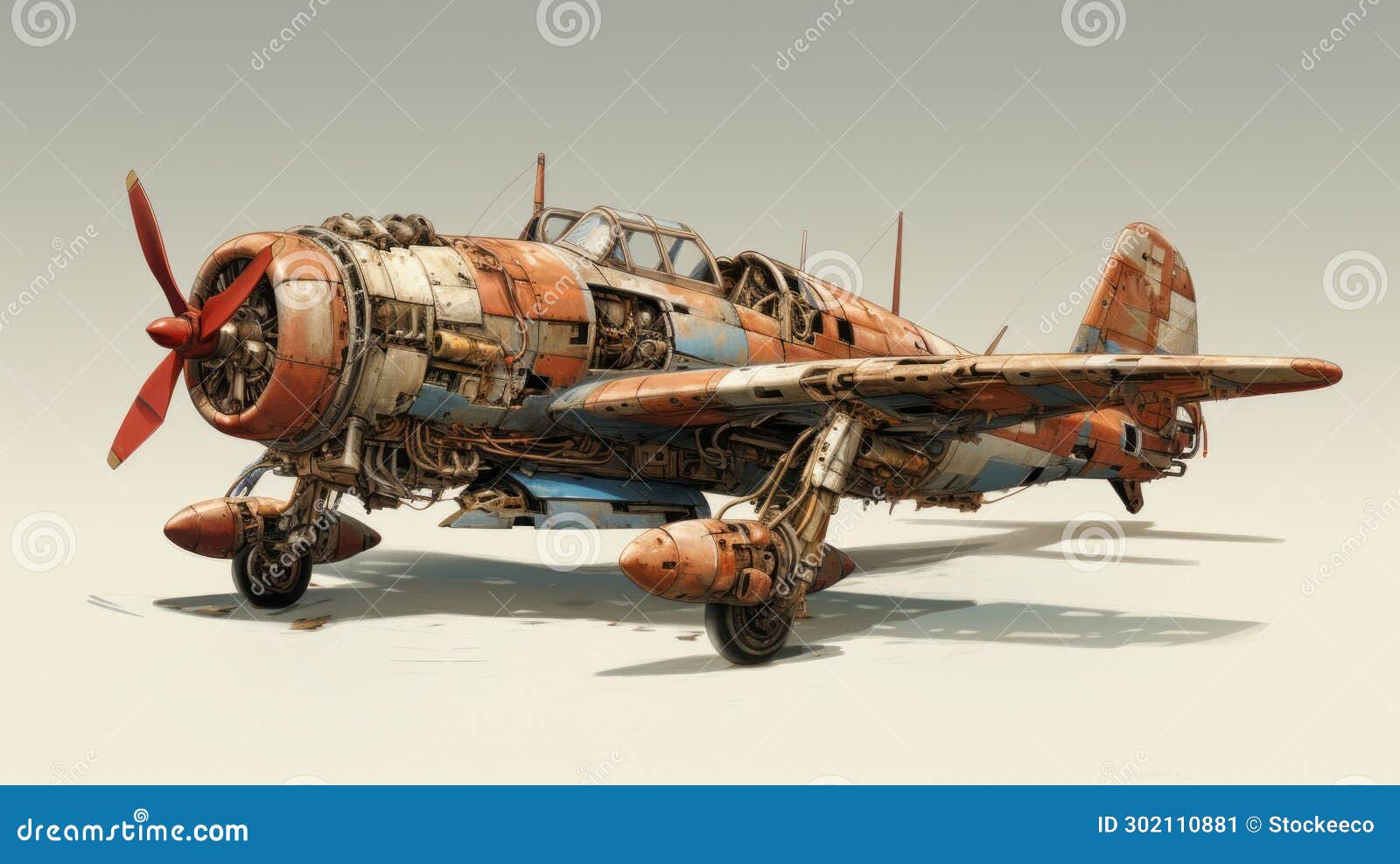 Captivating Artwork of an Old Rusty Aircraft on a Gray Background Stock ...