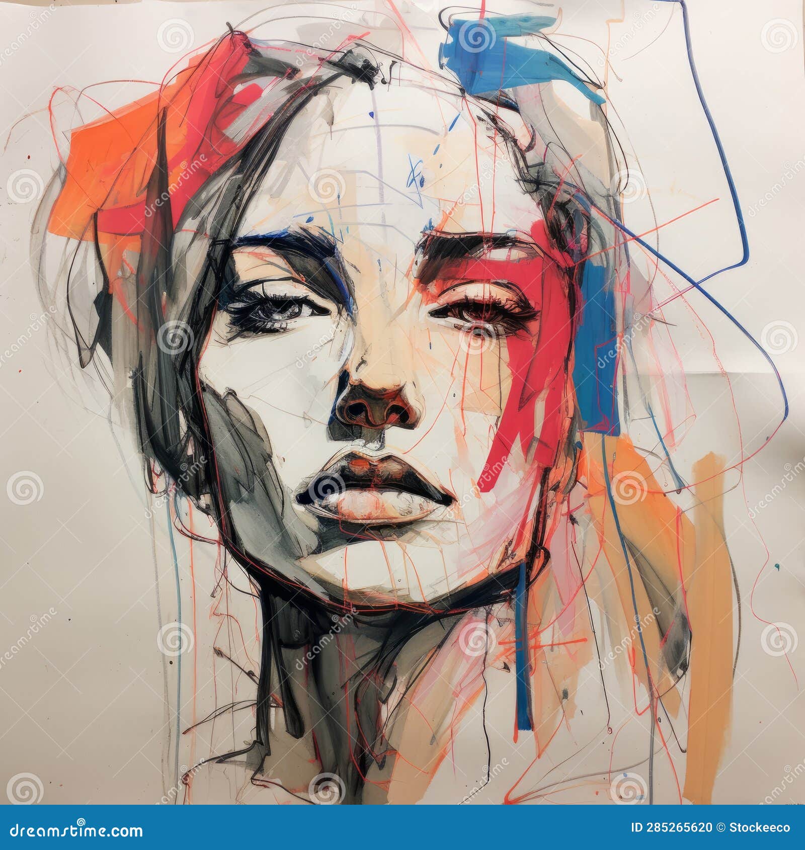 Captivating Beauty: Linda S Face in Blind Contour Stock Illustration ...