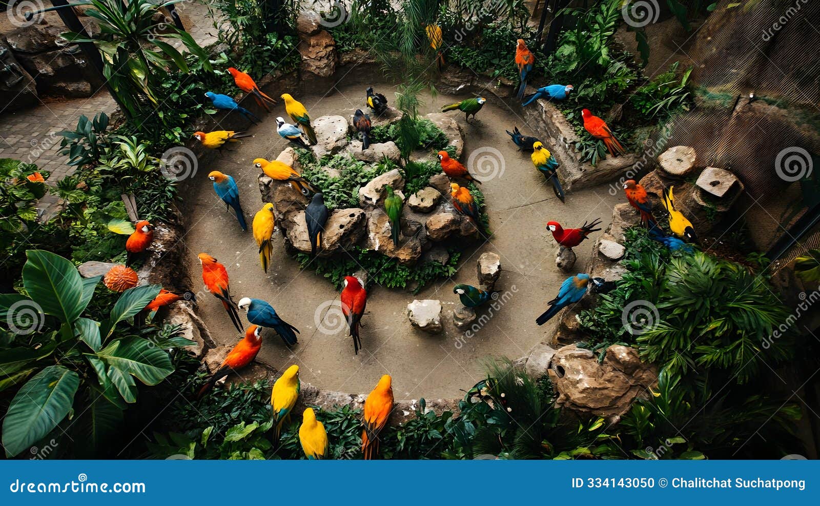 Vibrant Aviary Filled With A Variety Of Captivating Birds In An ...