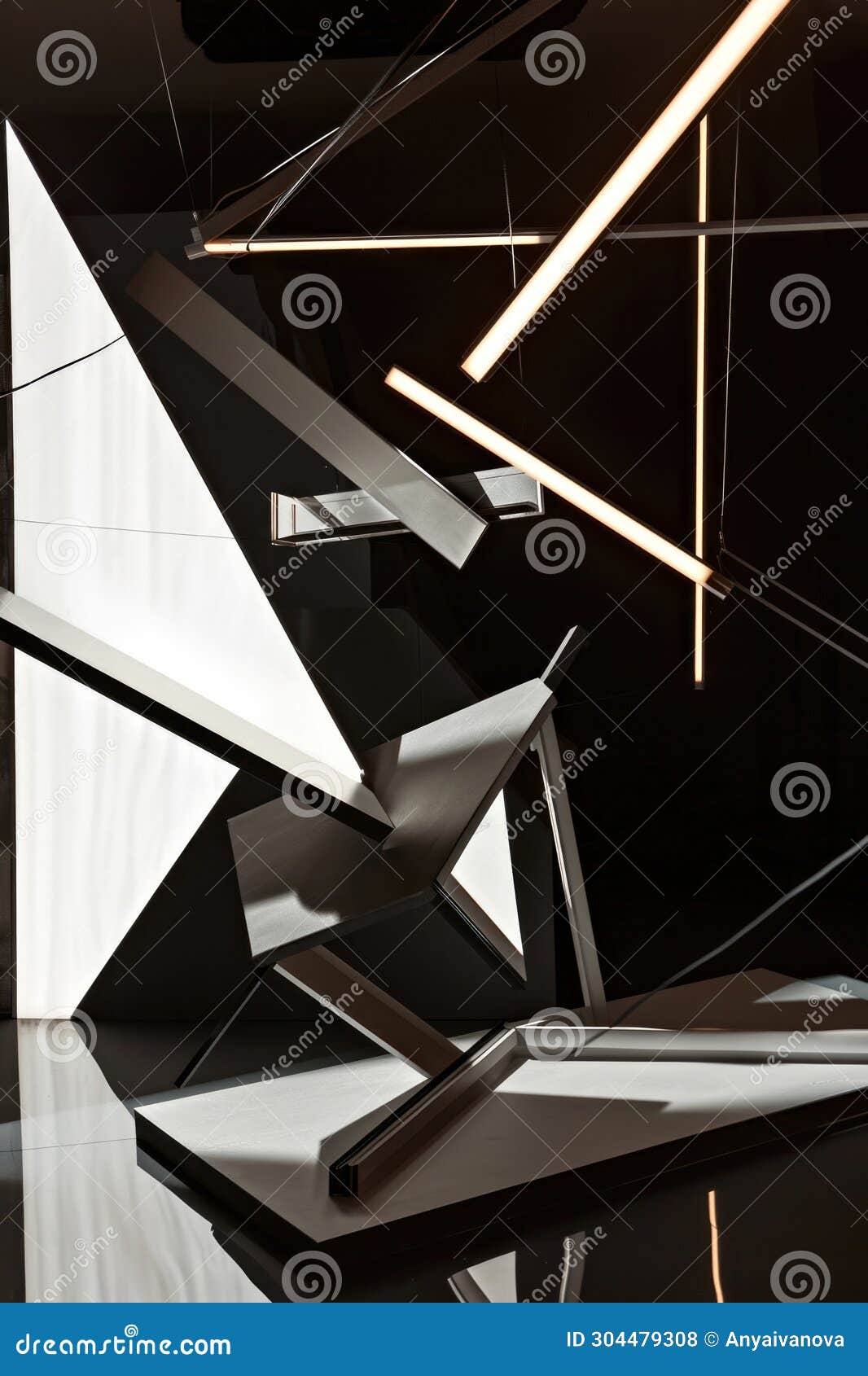 Captivating Black White Geometric Setup. Playful Lights and Shadows ...