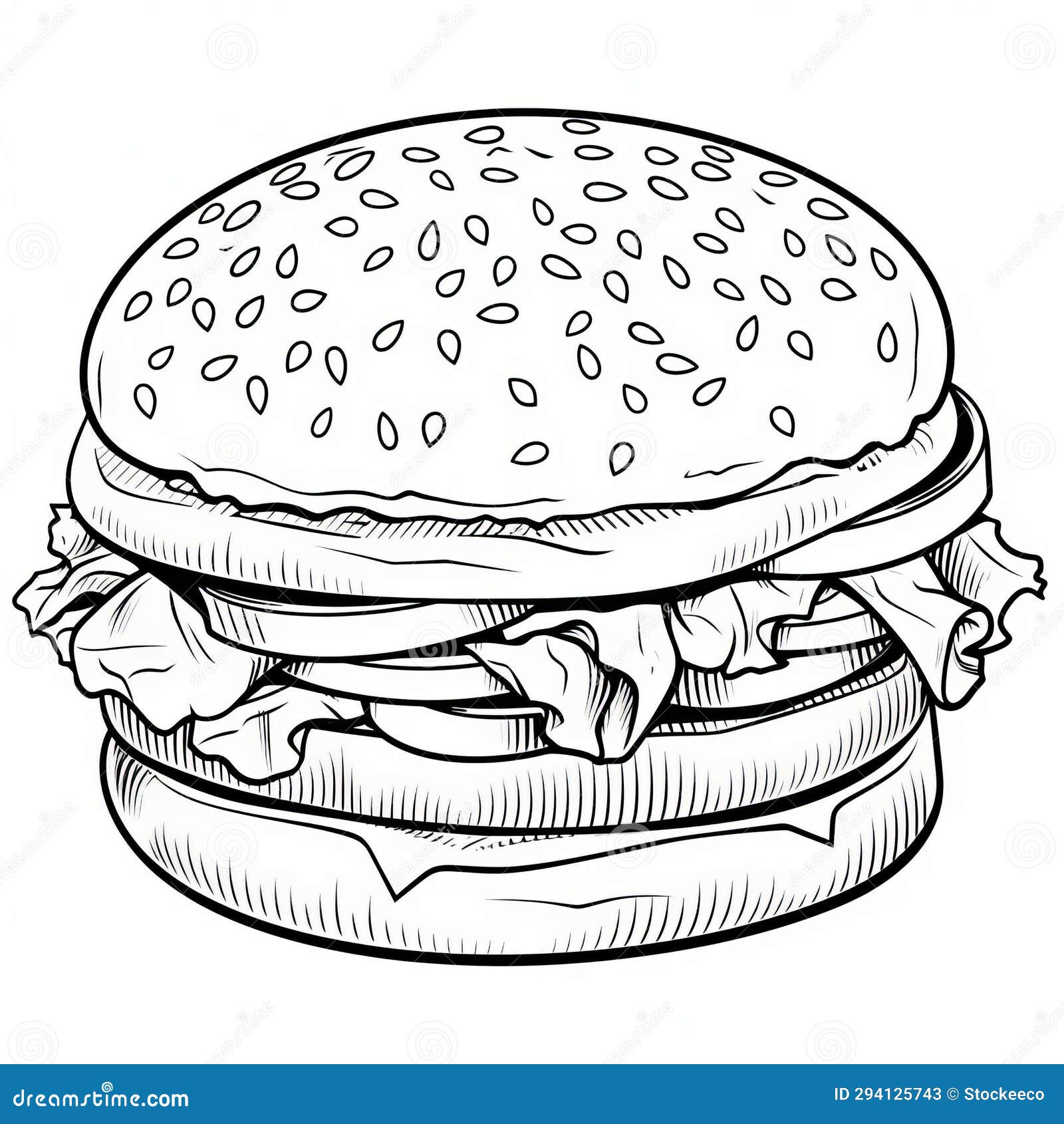 Exquisite Black and White Burger Coloring Page for Kids Stock ...