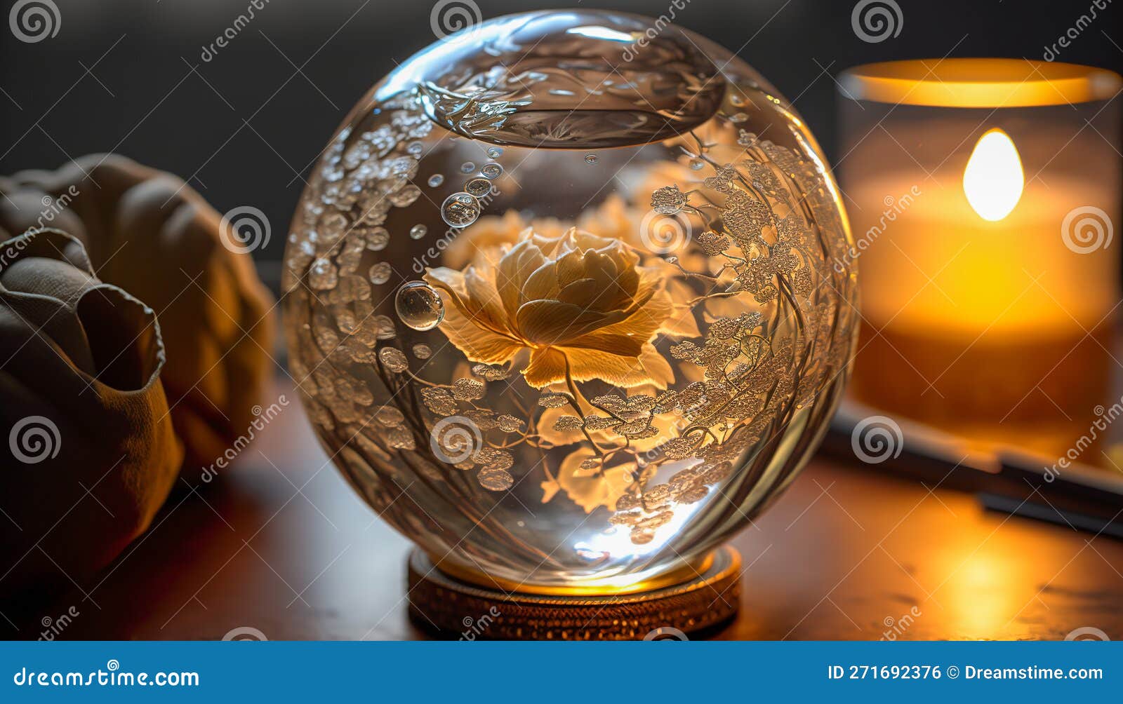 Captivating Bloom, a Flower Encased in a Round Glass Orb, Generative AI ...