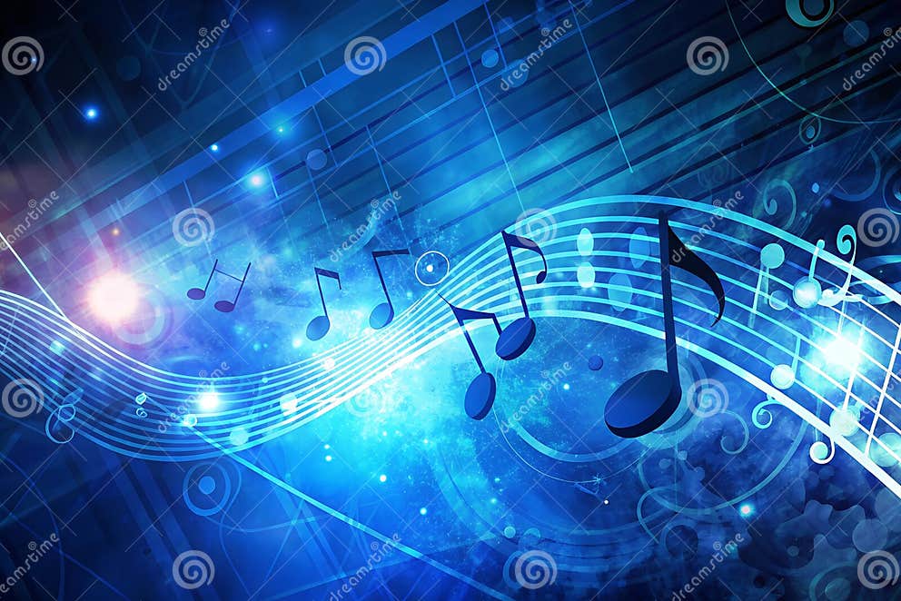 Captivating Blue Dark Abstract Background with Flowing Music Notes and ...