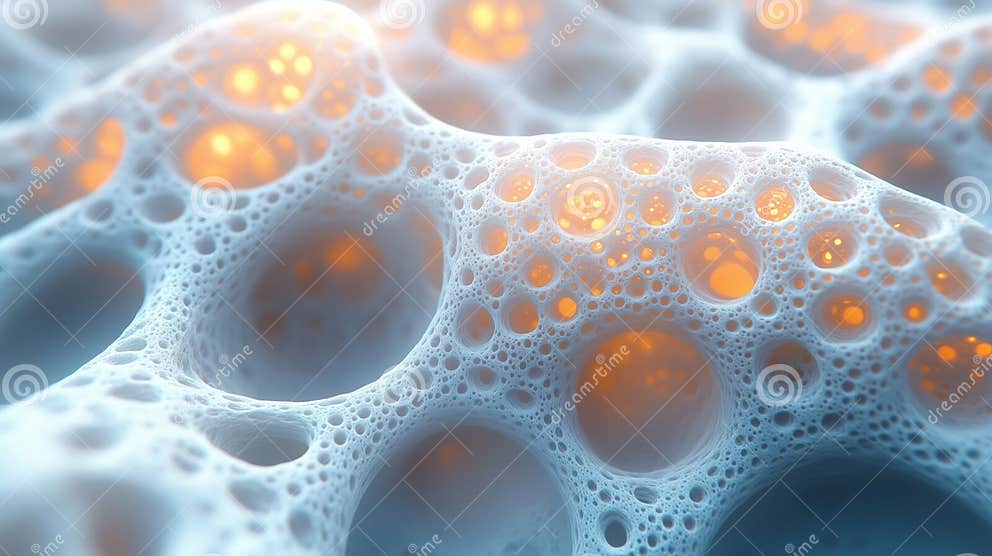 Captivating Close Up of Glowing Organic Cell Structure Stock Photo ...