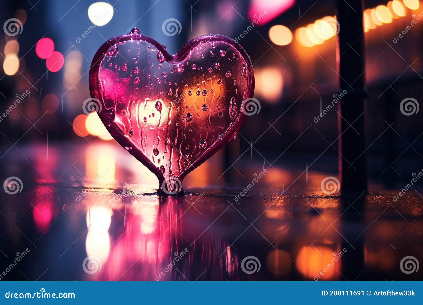 Vibrant Emotions: Abstract Heart Shape with Raindrops Stock ...