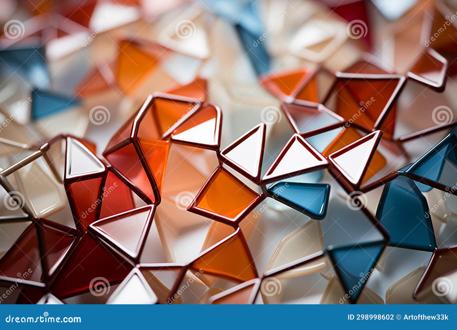Vibrant Geometric Patterns on Glossy Ceramic - Abstract Close-up ...