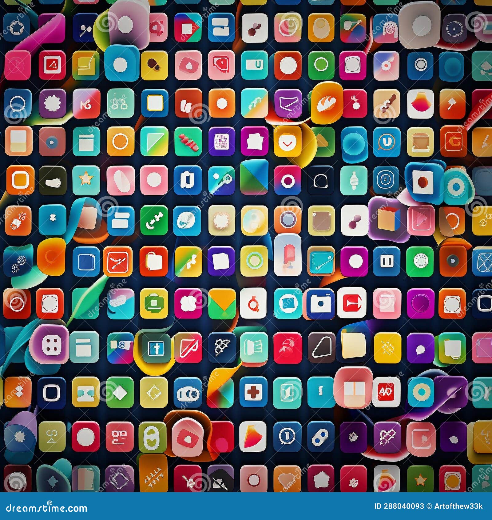 Vibrant Mobile App Icon Patterns in Modern Minimalistic Setting Stock ...