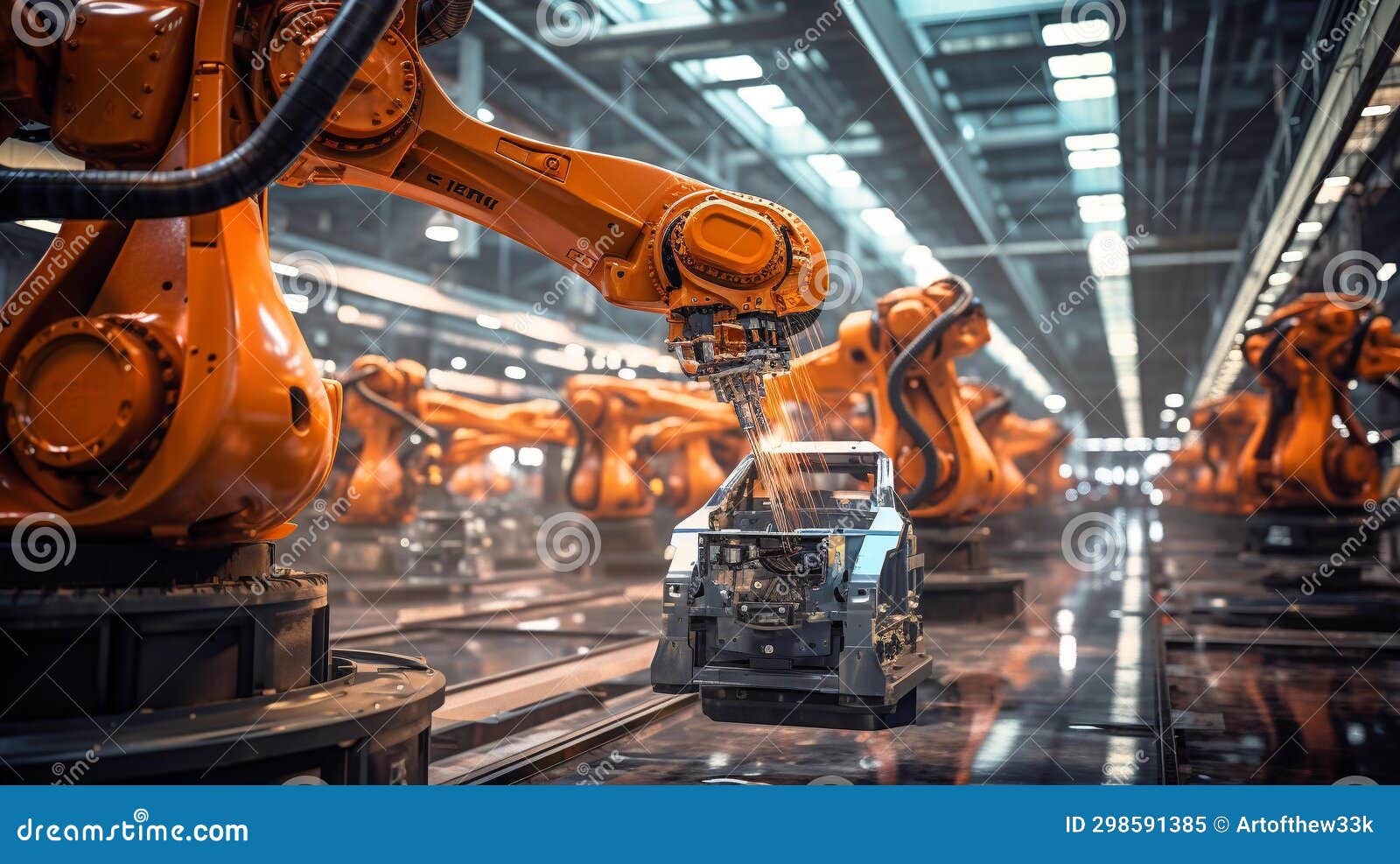 Precision Manufacturing: Robotic Arms in Action Stock Illustration ...